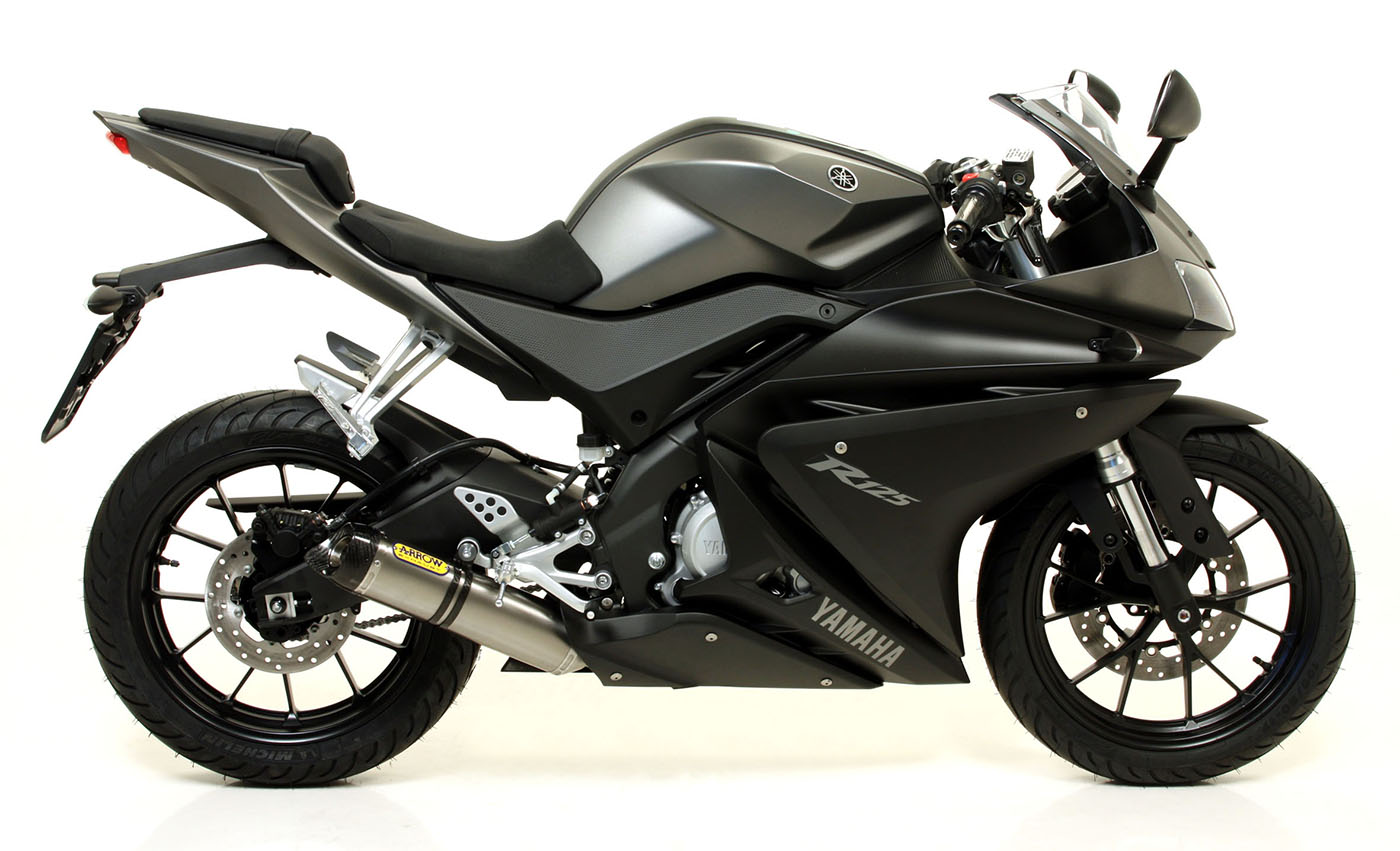 Yamaha YZF-R125 2014-2015 Full ARROW Exhaust with Titanium/Carbon ...