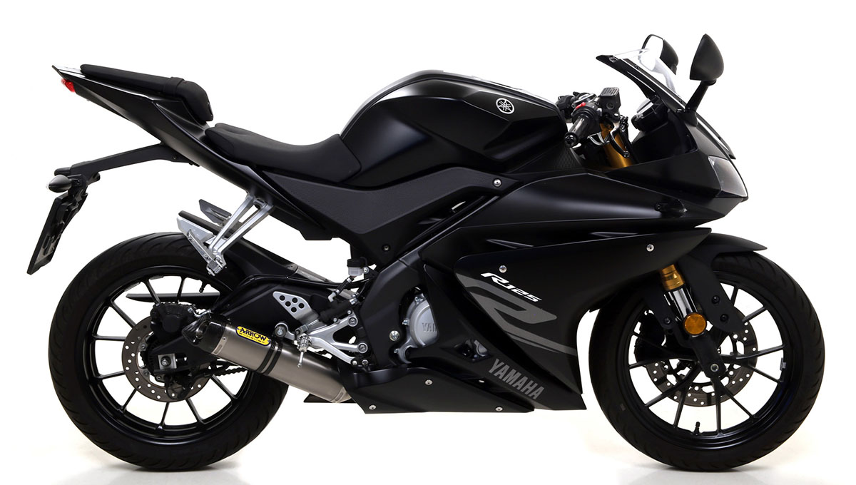 Yamaha YZF-R125 2017-2018 Full ARROW Exhaust with Titanium/Carbon ...