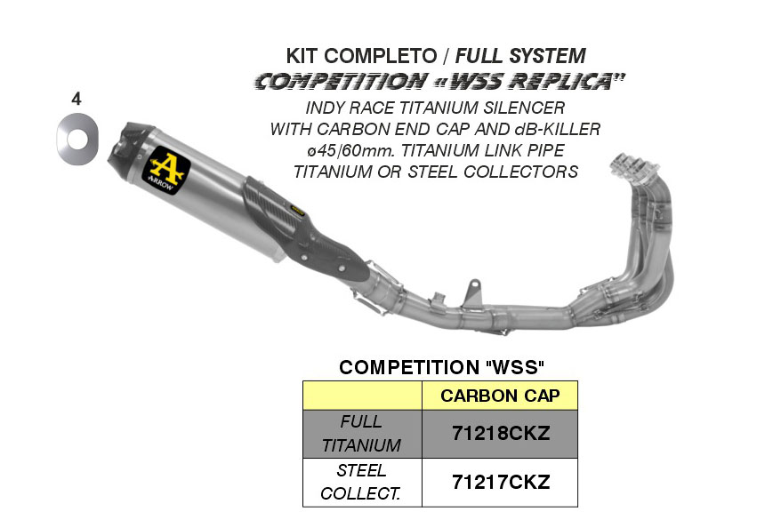 Yamaha YZF-R6 2017-2023 Full Titanium ARROW Race Exhaust System WSS ...